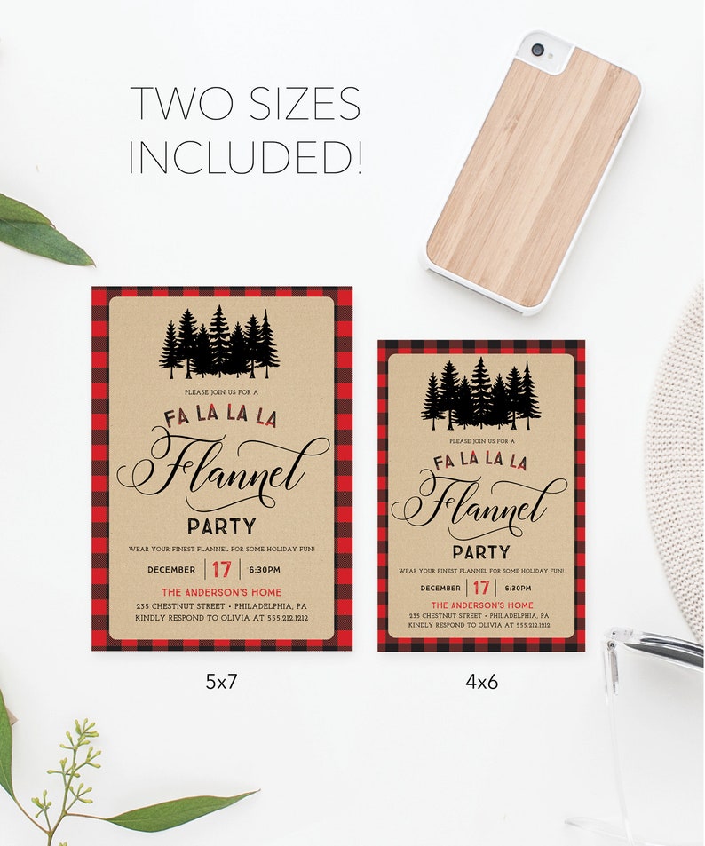 Flannel Christmas Party Invitation Template Flannel Party - Etsy