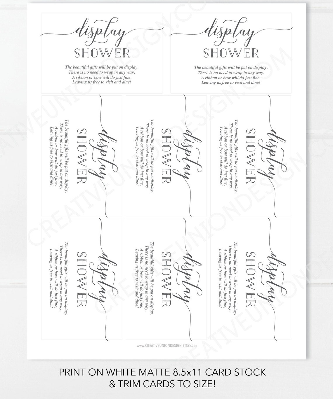 Display Shower Insert Card Display Shower Card Baby Shower | Etsy