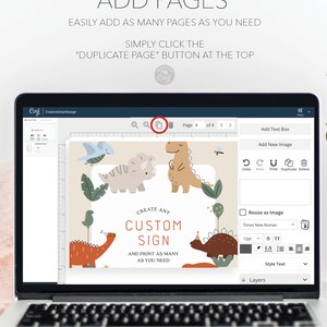 Editable Custom Sign Template, Cute Dinosaur Sign, Favors, Gifts and ...