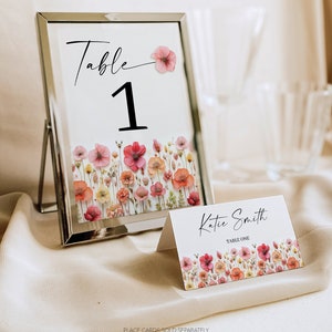 Wildflower Table Numbers Template, Editable Bridal Shower Table Numbers ...