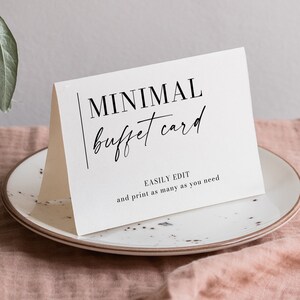 Minimal Buffet Card Template, Food Label, Wedding Buffet Printable ...