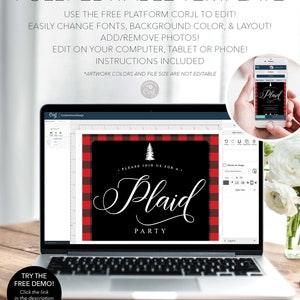 Plaid Party Invitation Template, Flannel Christmas Party Invite ...