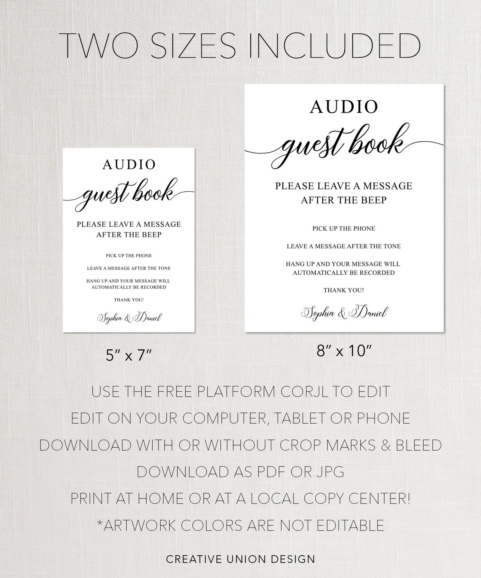 Audio Guest Book Sign Template Telephone Guestbook Leave a - Etsy