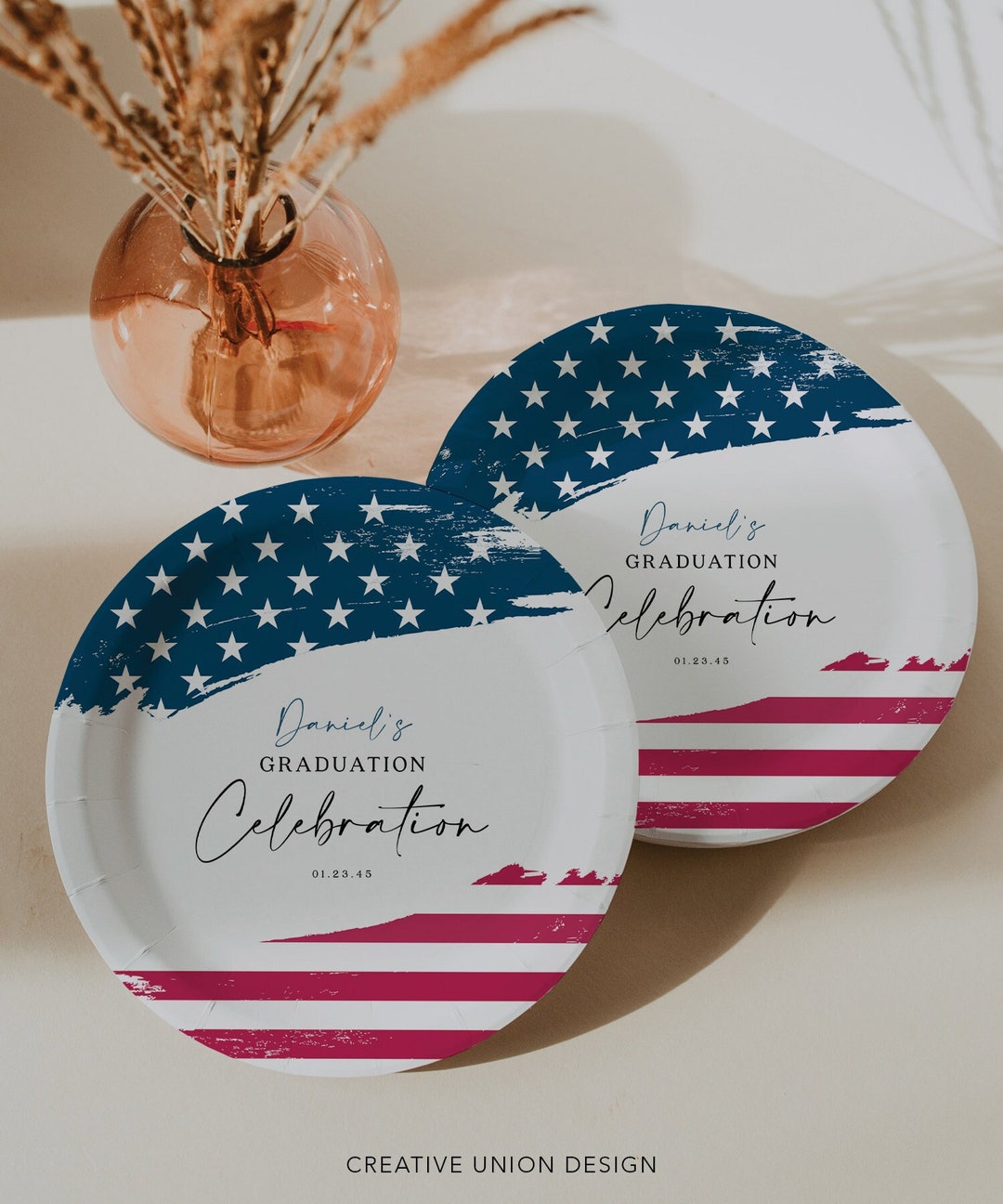 Personalized Paper Plates Template, Graduation Party Decor, Retirement ...