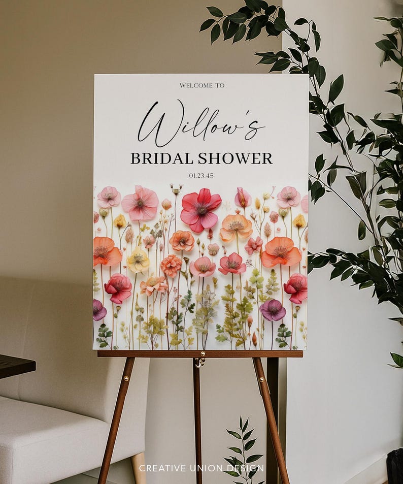Editable Wildflower Welcome Sign Template, Printable Bridal Shower ...