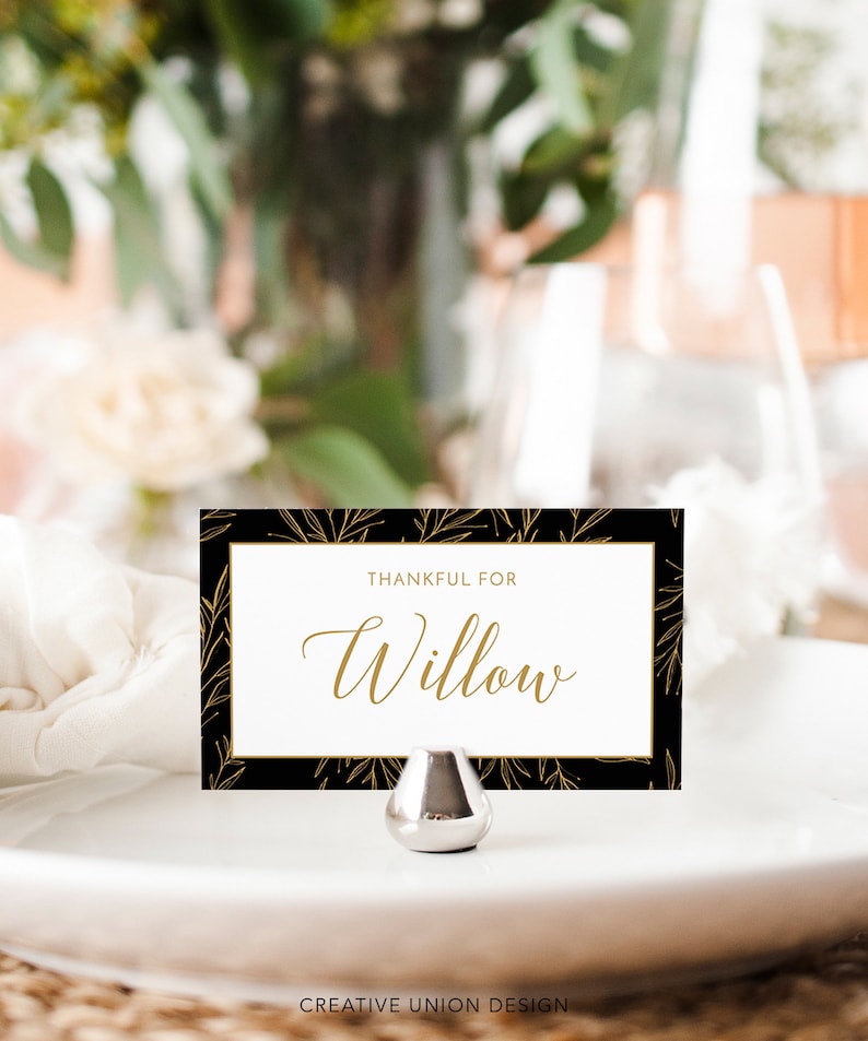 Name Cards Template Thanksgiving Dinner Printable Wedding - Etsy