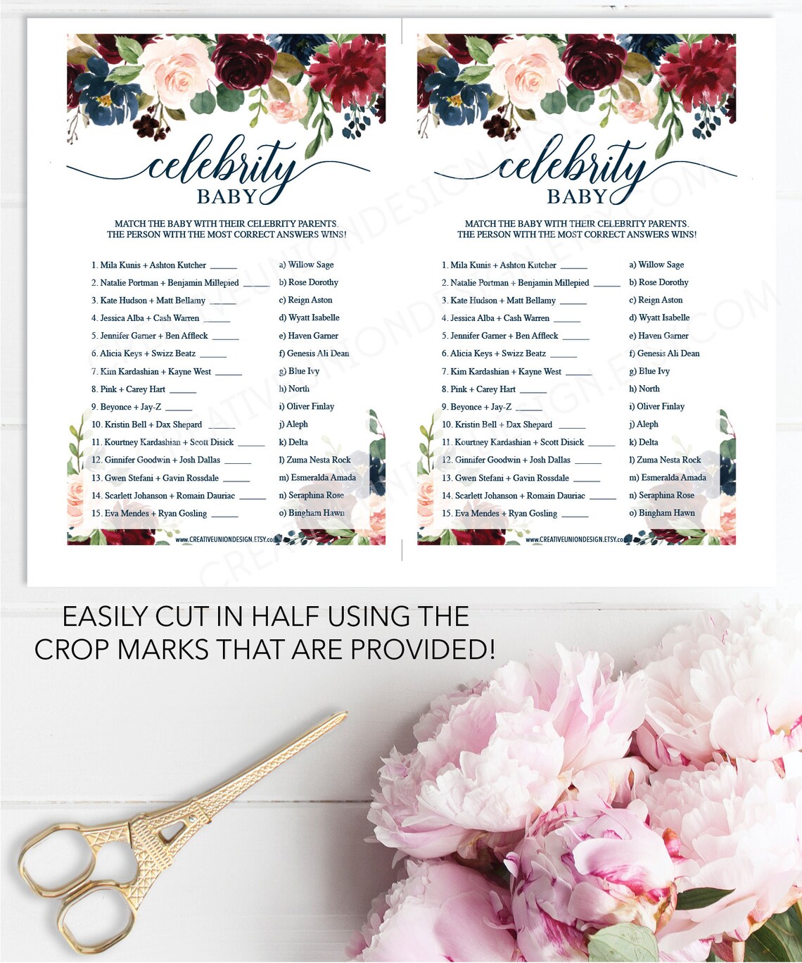 Celebrity Baby Baby Shower Game Baby Shower Games | Etsy