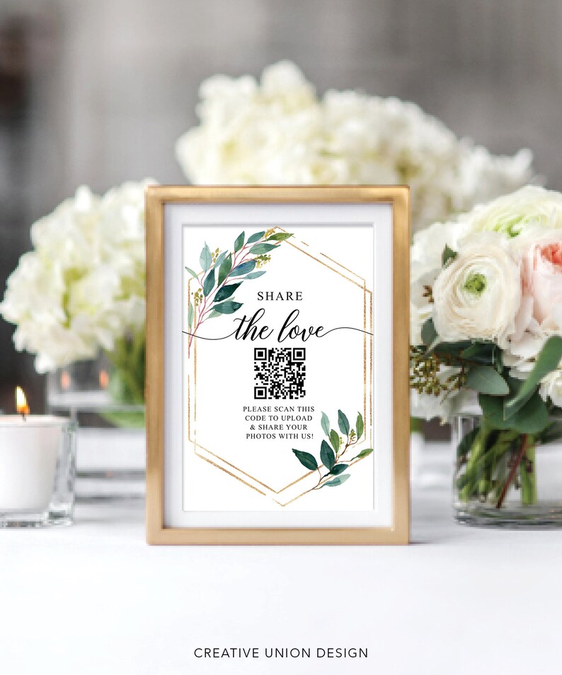 Share the Love QR Code Wedding Sign Template Wedding Table - Etsy