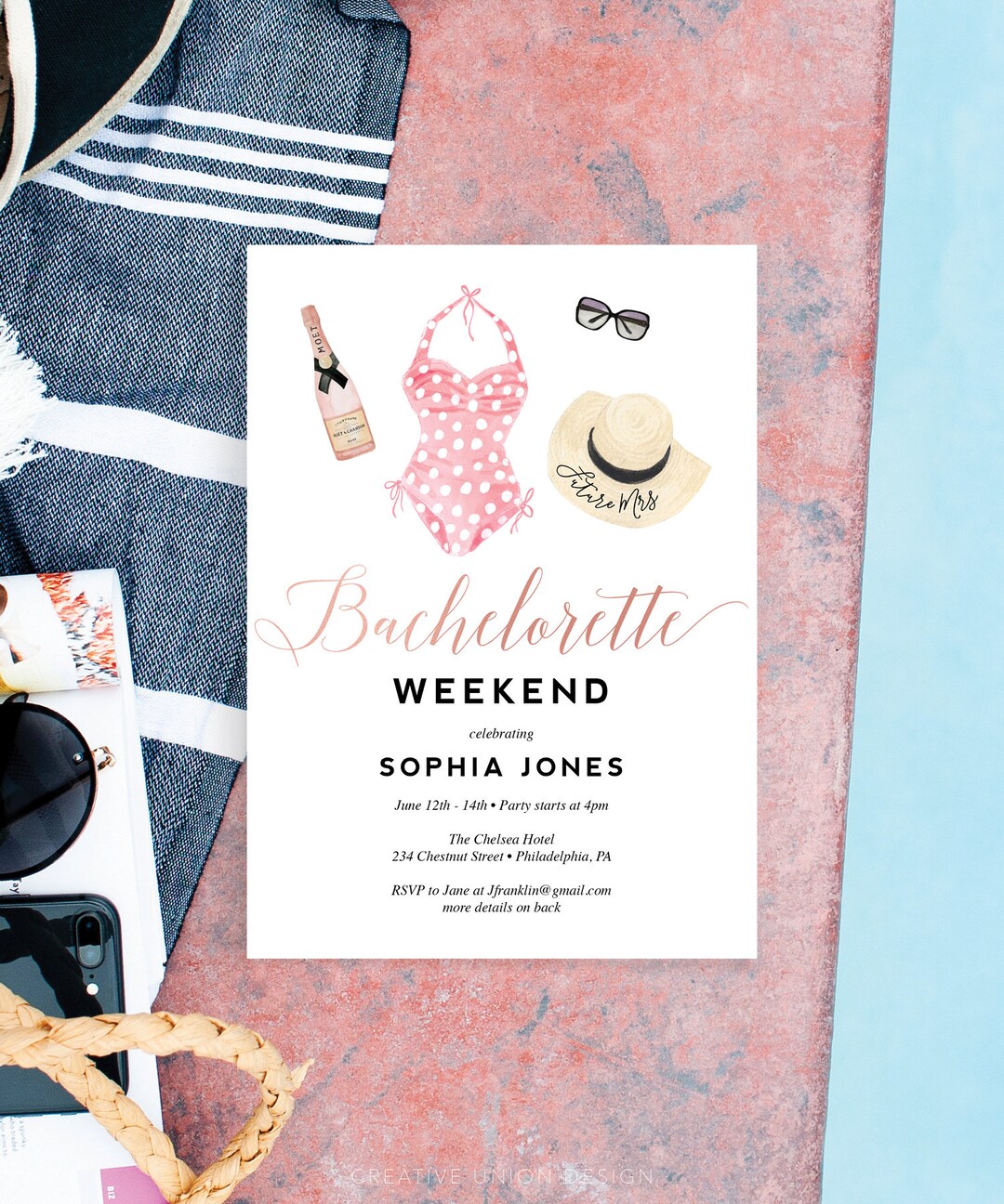 Printable Bachelorette Party Invitations - Beach Bachelorette Weekend ...