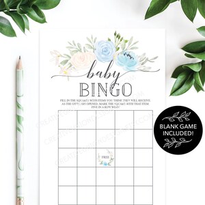 Baby Shower Bingo - 60 Unique Game Sheets - Baby Shower Games - Boy ...