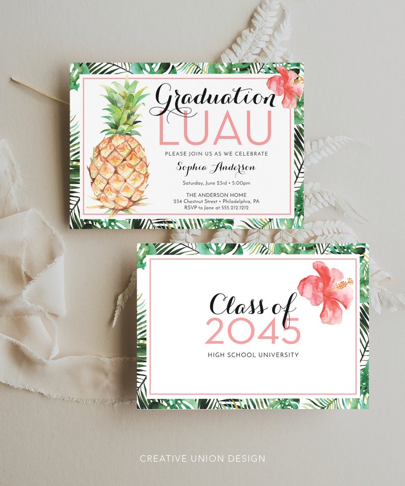 Luau Graduation Party Invite Template Graduation Invitation - Etsy