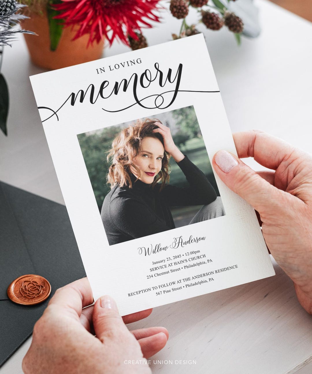 Funeral Announcement Template, Funeral Invitation, Memorial Service ...