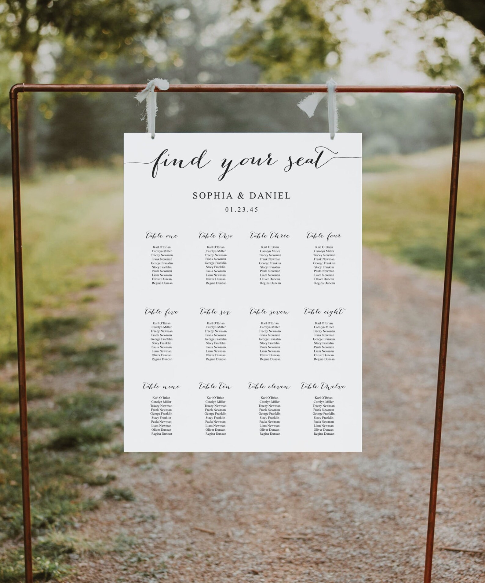 Wedding Seating Chart Template Printable Table Arrangement - Etsy