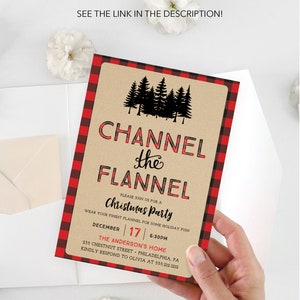 Channel the Flannel Christmas Party Invitation, Flannel Party Invite ...