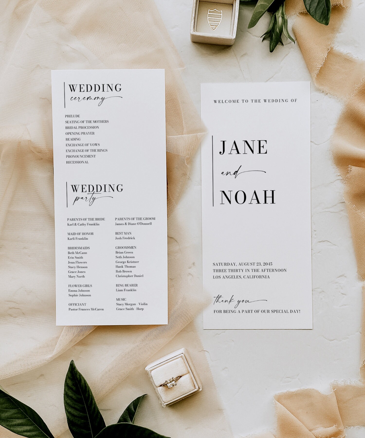 Minimal Aesthetic Wedding Program Template, Minimal Programs for ...