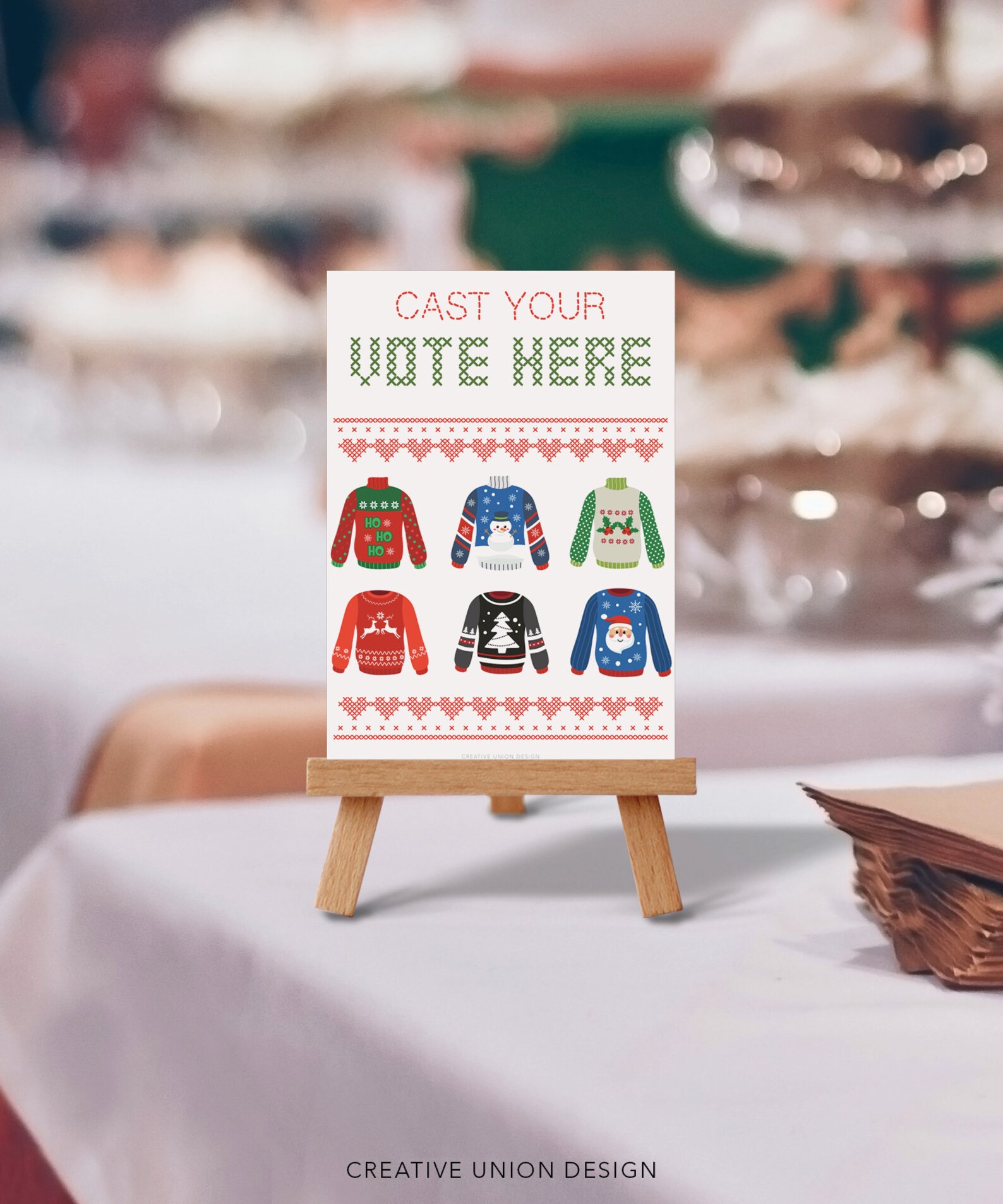 Ugly Sweater Voting Card Template, Ugly Sweater Voting Cards, Ugly ...
