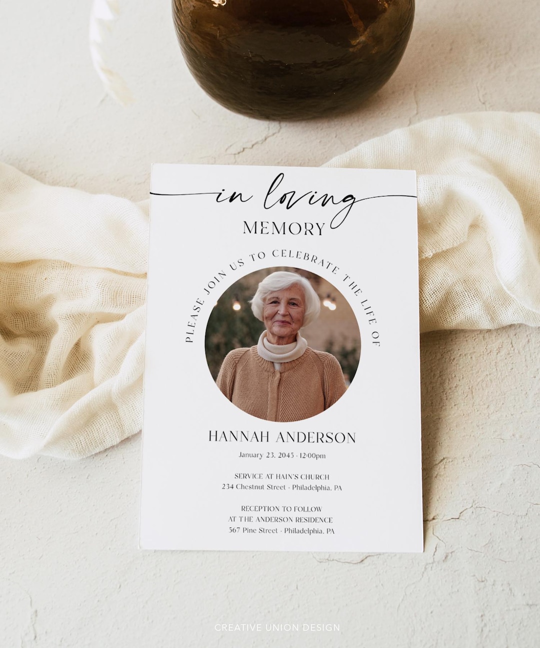 Funeral Announcement Template, Funeral Invitation, Memorial Service ...