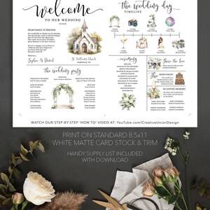 Rustic Wedding Infographic Program Fan Custom Program Template Personalized Wedding Program ...