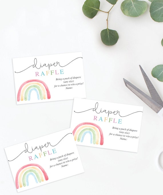 Rainbow, Diaper Raffle, Baby Shower Diaper Raffle, Printable Diaper ...
