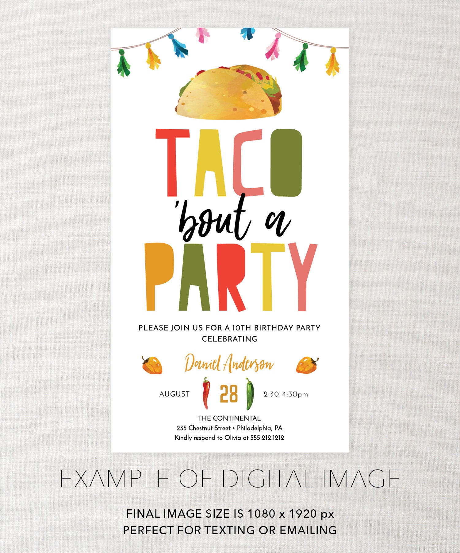 Taco Party Invitation, Taco Bout A Party Invite, Taco Night Digital ...