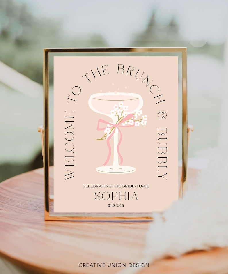 Editable Brunch and Bubbly Welcome Sign Template, Printable Bridal ...