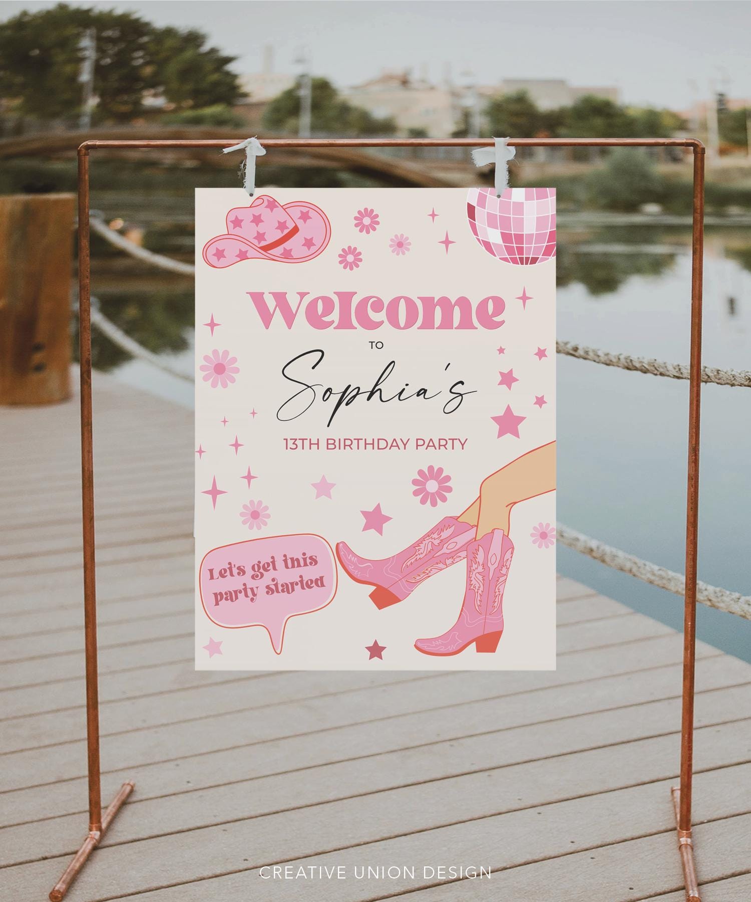 Pink Cowgirl Birthday Party Welcome Sign Template, Birthday Welcome ...