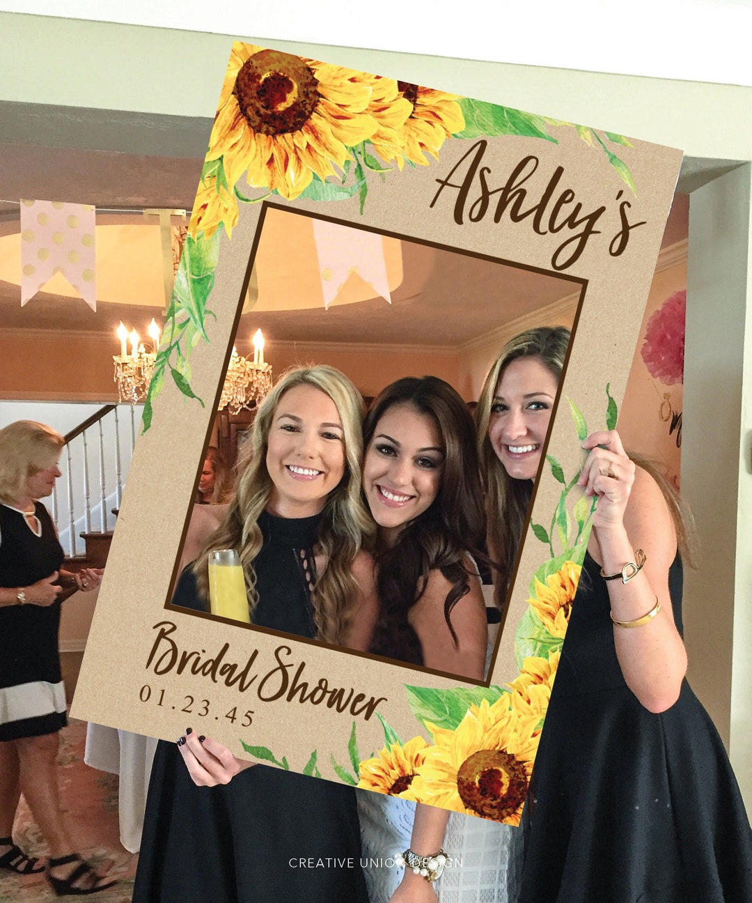 Sunflower Bridal Shower Photo Prop Frame Template, Editable Printable ...