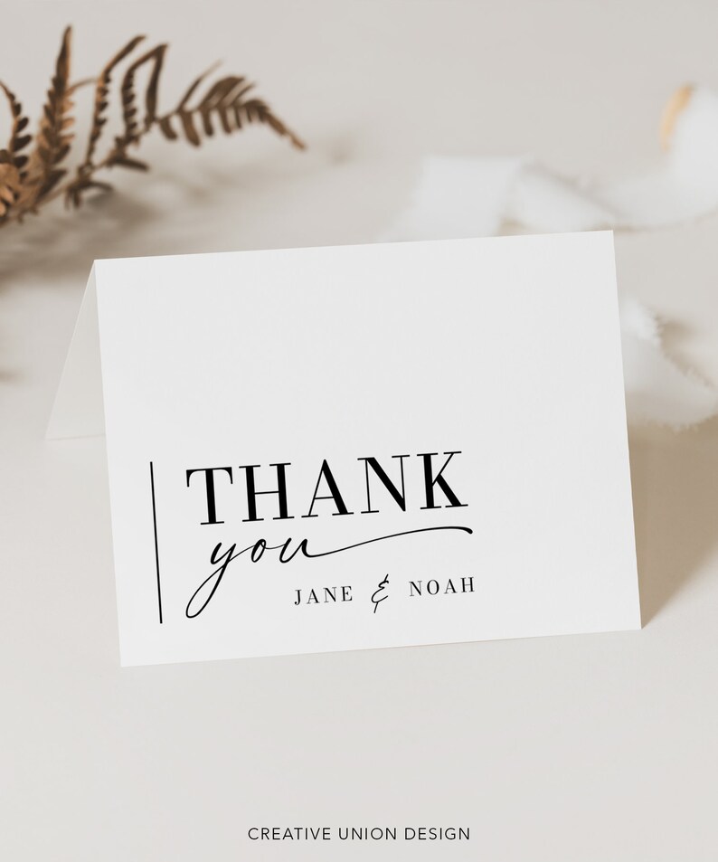 Thank You Card, Bridal Shower Thank You Card, Printable Thank You ...