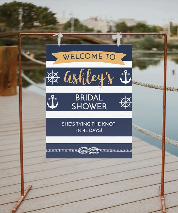 Editable Nautical Bridal Shower Welcome Sign Template, Welcome Bridal ...