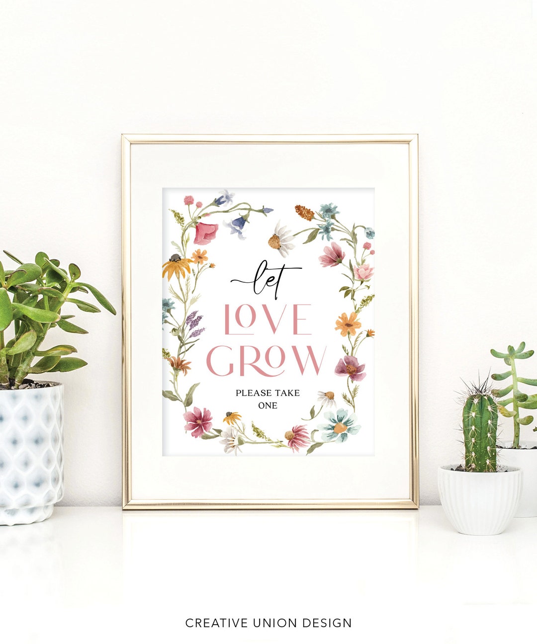 Let Love Grow Sign, Favors Sign, Boho Bridal Shower Sign File, Bridal ...