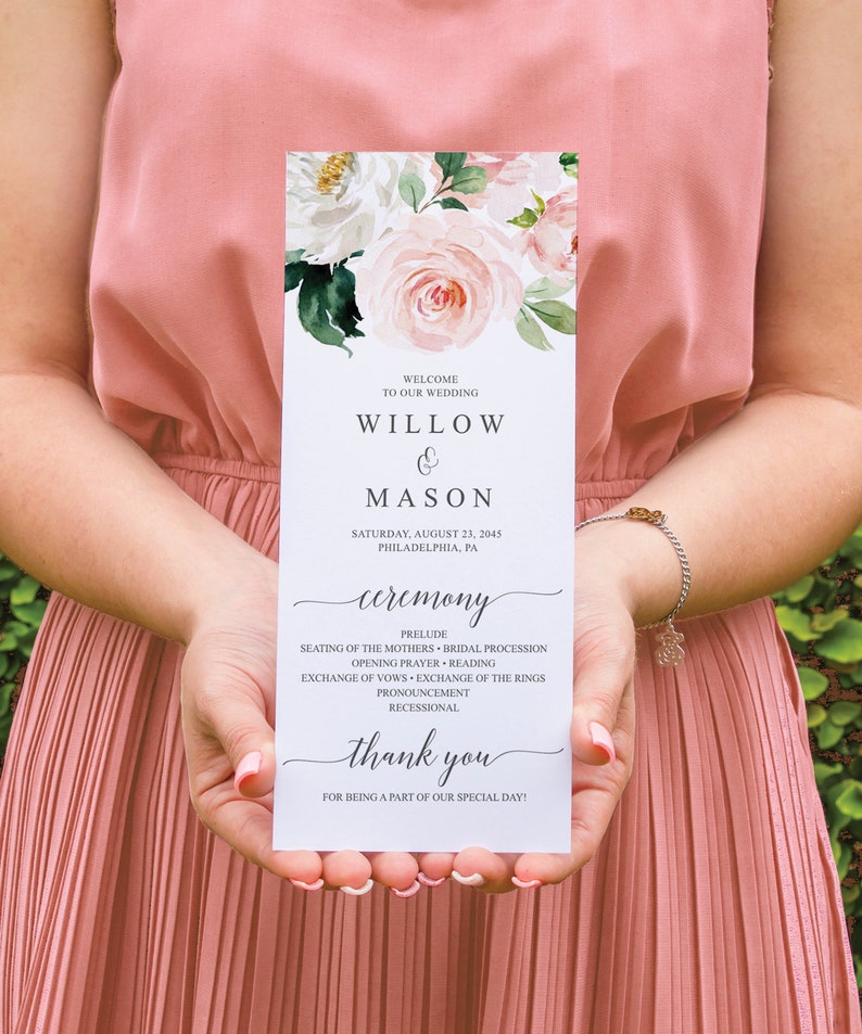 Floral Wedding Program Template Rustic Programs for Wedding - Etsy