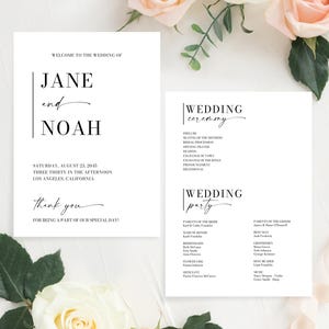 Minimalist Wedding Program Template, 5x7 Wedding Ceremony Program ...