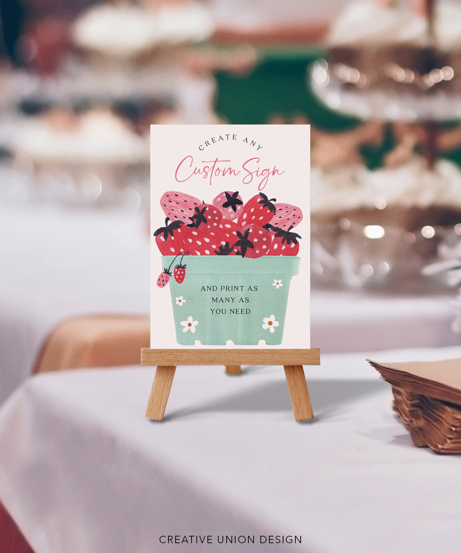 Editable Custom Sign Template, Berry Sweet, Custom Birthday Party Sign ...