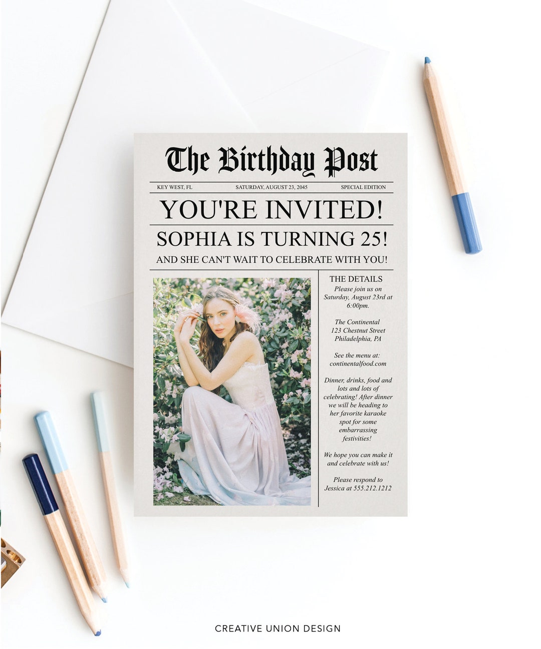 Newspaper Birthday Party Invitation Template, Birthday Invite, Party ...