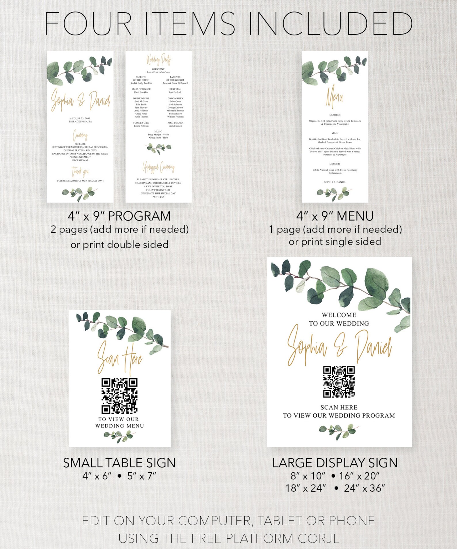QR Code Wedding Program Template and Scannable Wedding Welcome - Etsy