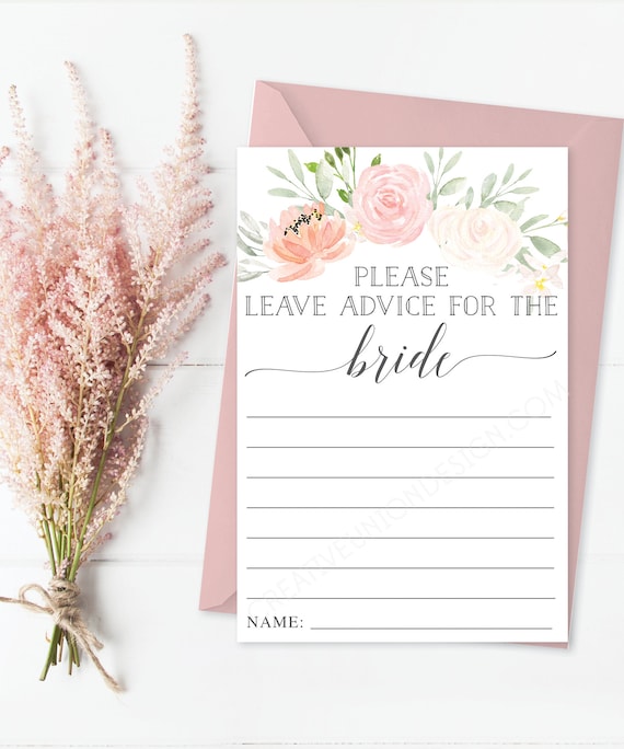 Printable Advice for the Bride Card, Advice Card, Share Some Advice ...