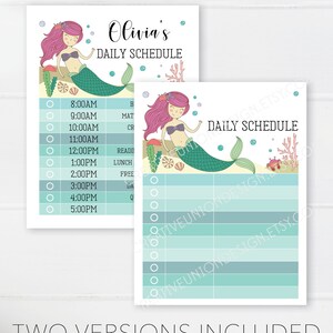 Editable Daily Schedule for Kids Mermaid Daily Routine - Etsy