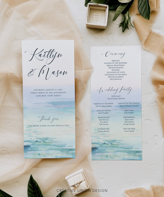Beach Wedding Program Template Beachweddingtips