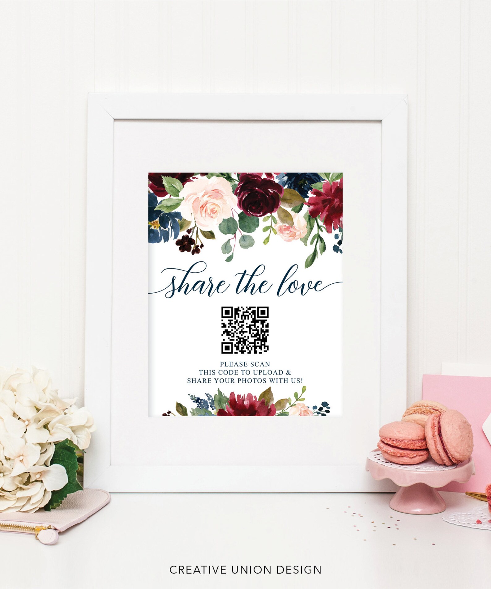 Share the Love QR Code Wedding Sign Template, Capture the Love, QR Code ...
