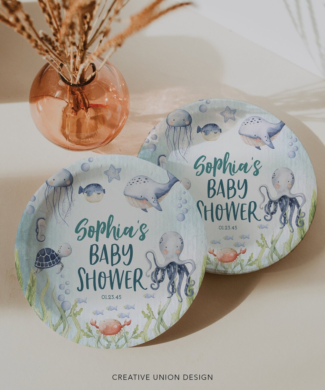 Personalized Paper Plates Template, Baby Shower Decor, Baby Shower ...