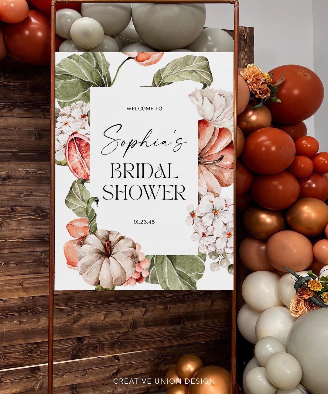 Editable Pumpkin Bridal Shower Welcome Sign Template, Welcome Bridal ...