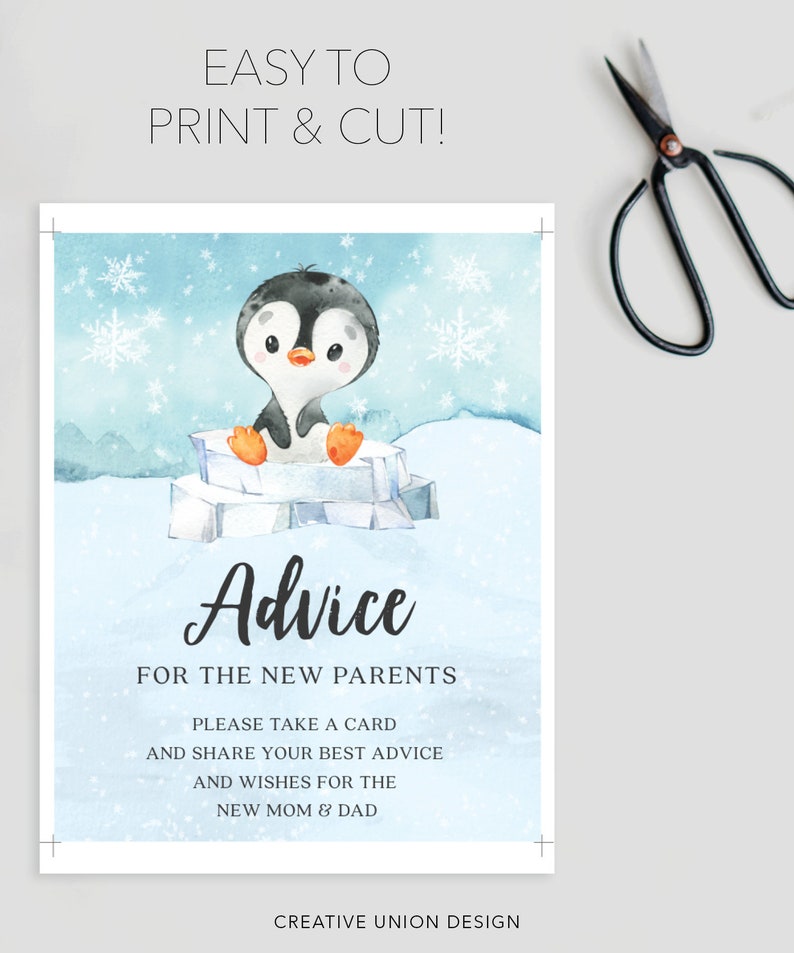 Advice and Wishes Template, Penguin Baby Shower Game, Advice for the ...