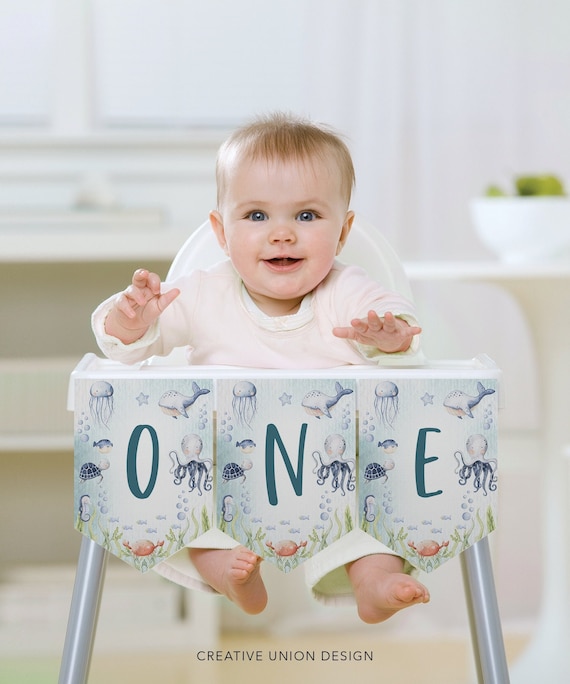 Editable High Chair Banner Template, Happy Birthday Banner, Printable Party Decor, ONE, First ...