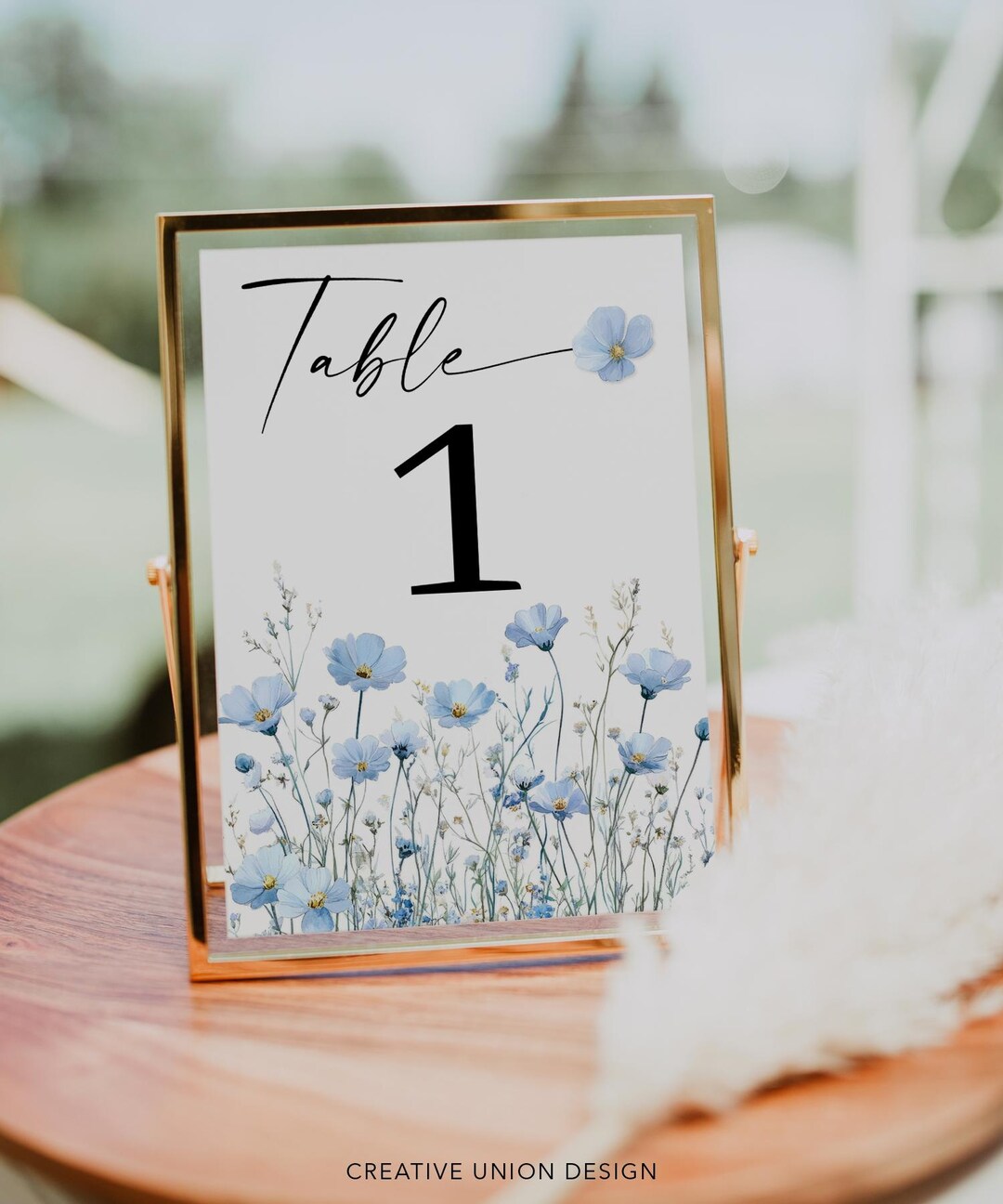 Blue Wildflower Table Numbers Template, Editable Bridal Shower Table ...