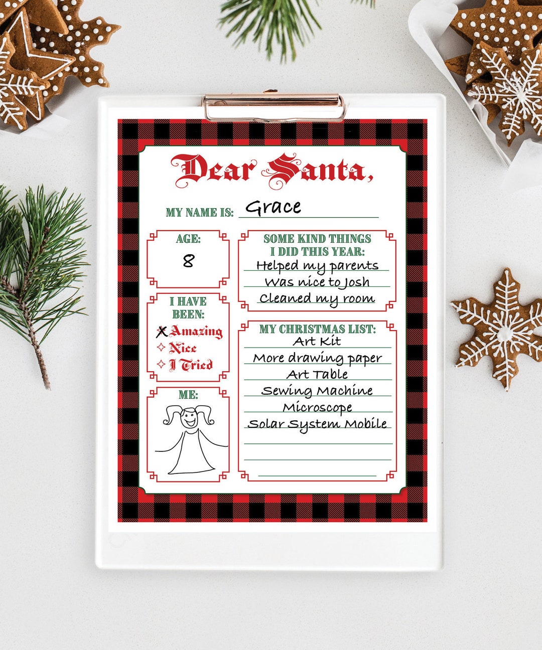 Printable Christmas Wish List Dear Santa Letter Christmas - Etsy