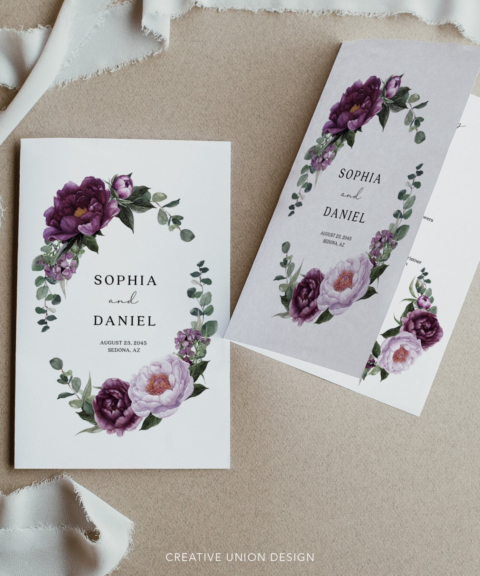 Folded Wedding Program Template Printable Wedding Program - Etsy