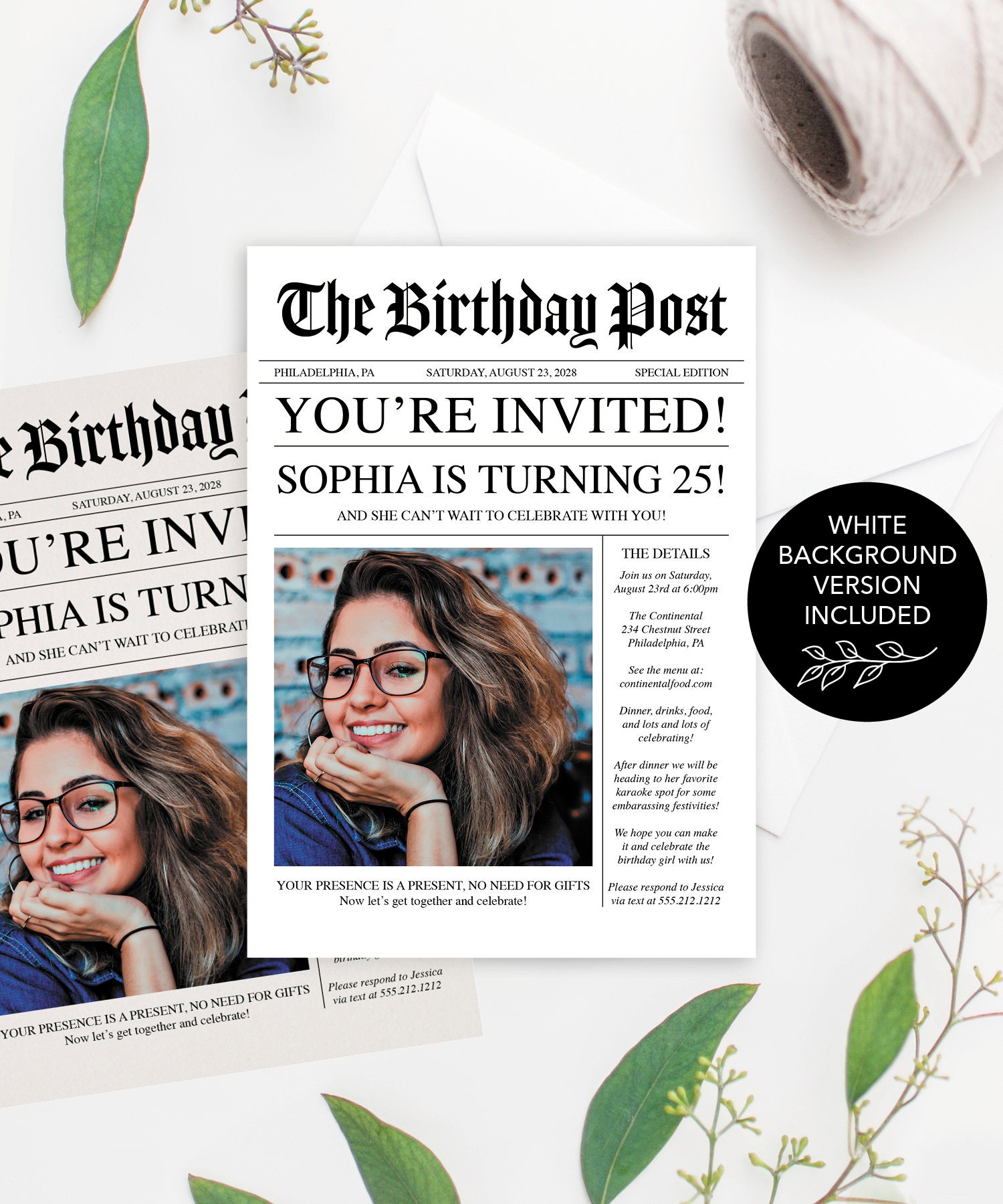 Newspaper Birthday Party Invitation Template Birthday Invite | Etsy