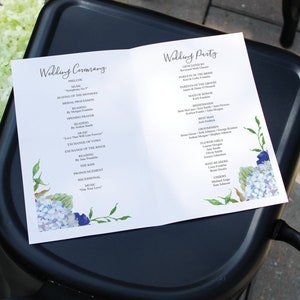 Hydrangea Folded Wedding Program Template, Printable Wedding Programs ...