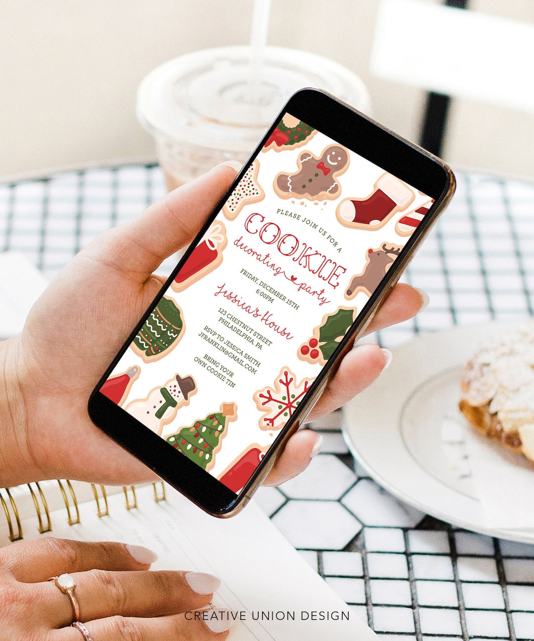 Digital Christmas Cookie Decorating Party Invite, Cookie Party ...