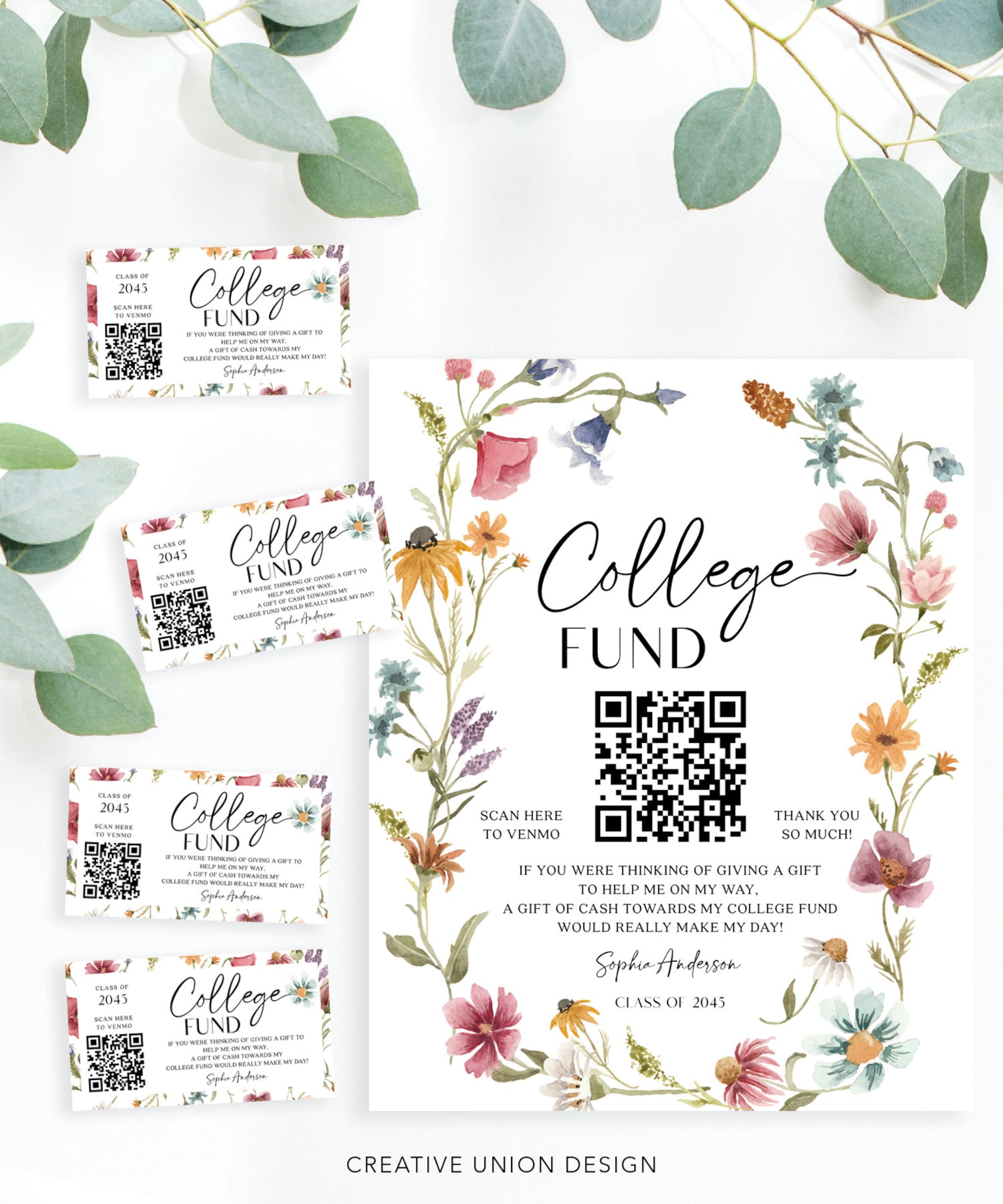College Fund QR Code Sign Template, QR Code College Fund Insert Card ...
